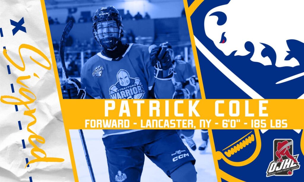 JR. SABRES SIGN PATRICK COLE | Buffalo Jr. Sabres